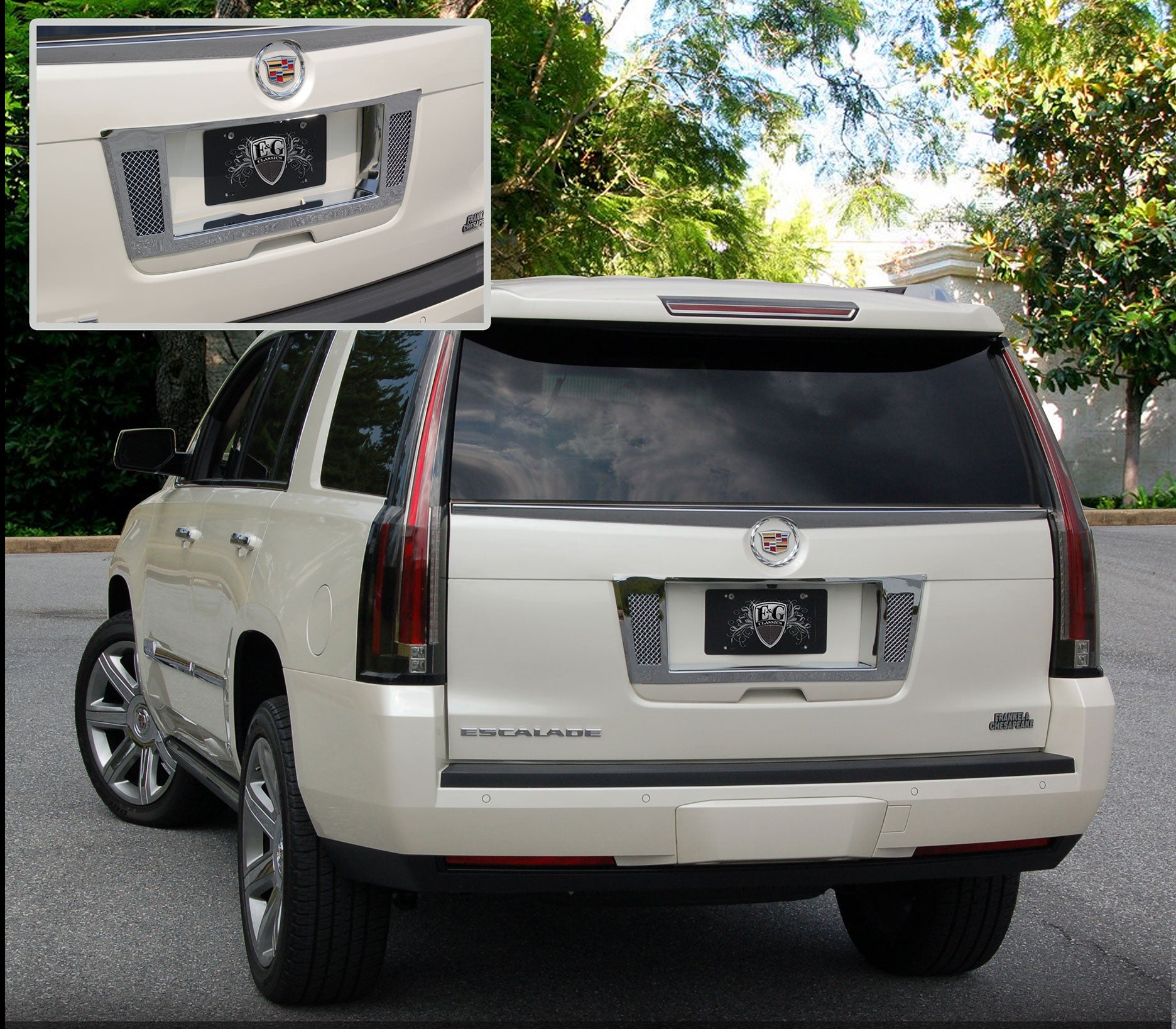 E&G CLASSICS ~ License Plate Bezel Surrounds 2015 - 2020 Cadillac ...